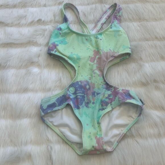 Limeapple | Swim | Limeapple Splatteredpaint Cut Out One Piece Swimsuit ...